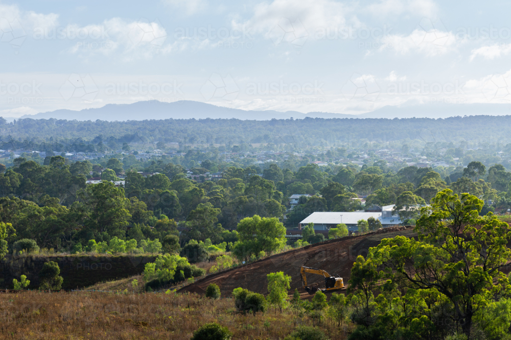 Image of Excavator machinery on bypass road construction worksite ...