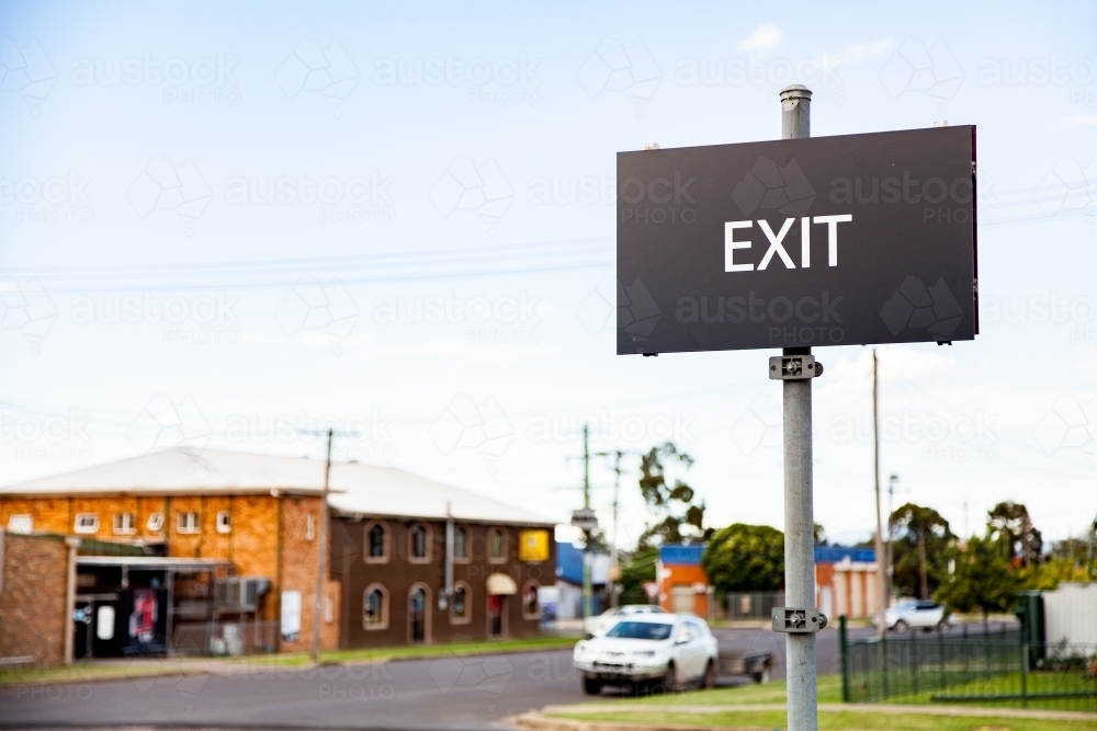 Image of Exit sign with copy space - Austockphoto