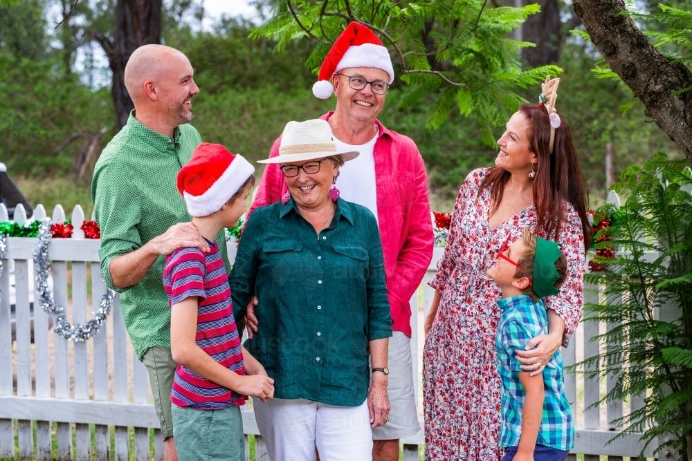 Image of Extended family portrait with grandparents and grandkids at ...