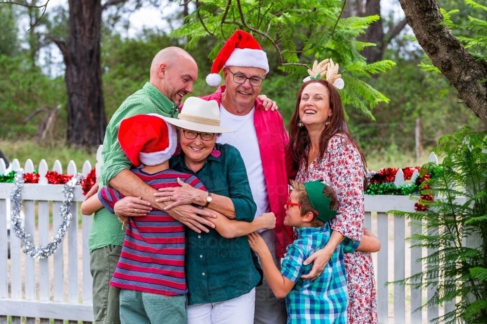 Image of Extended family portrait with grandparents and grandkids at ...