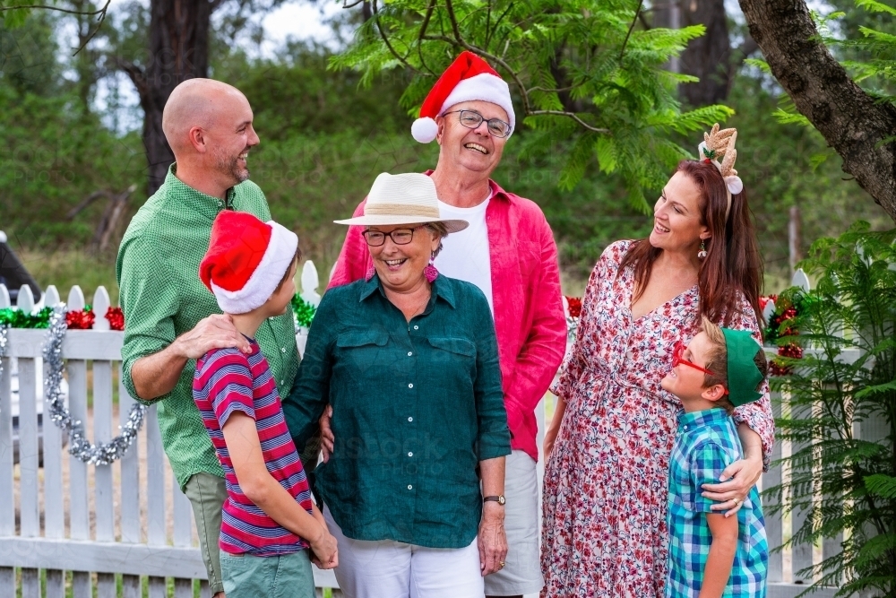 Image of Extended family portrait with grandparents and grandkids at ...