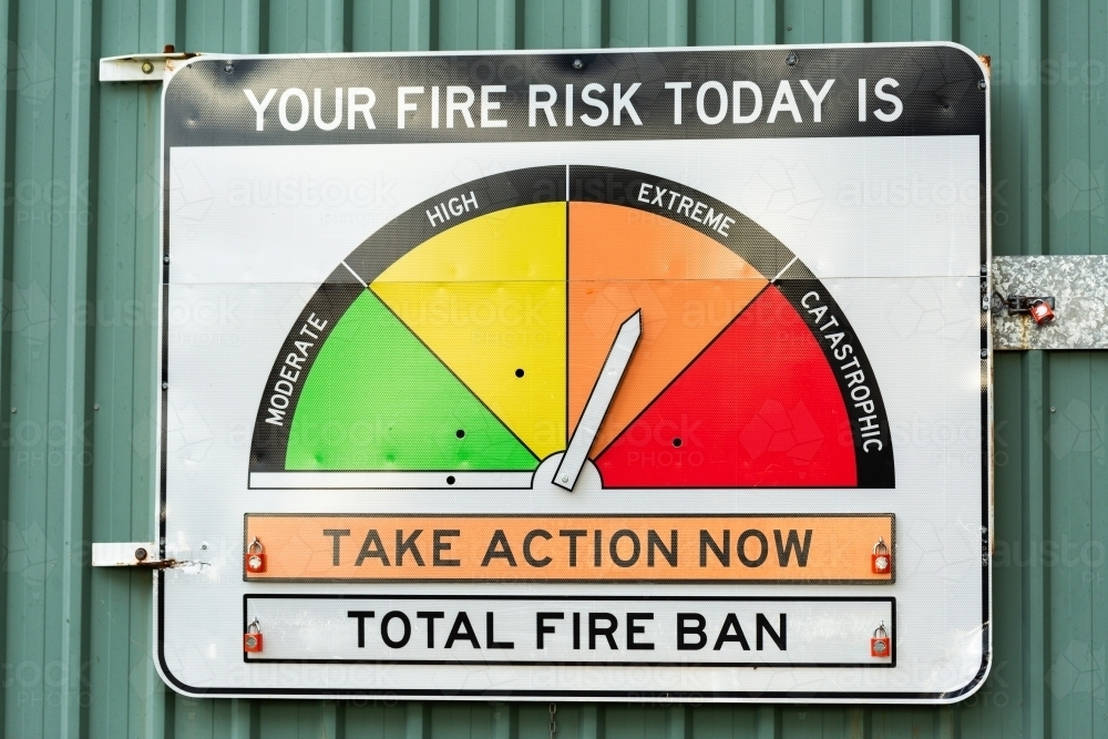 Image of extreme fire risk today take action now total fire ban signage ...