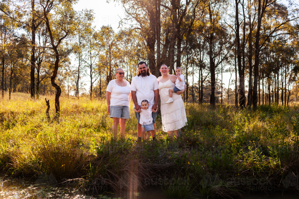 Image of Family portrait of an Aboriginal Australian mixed race family ...