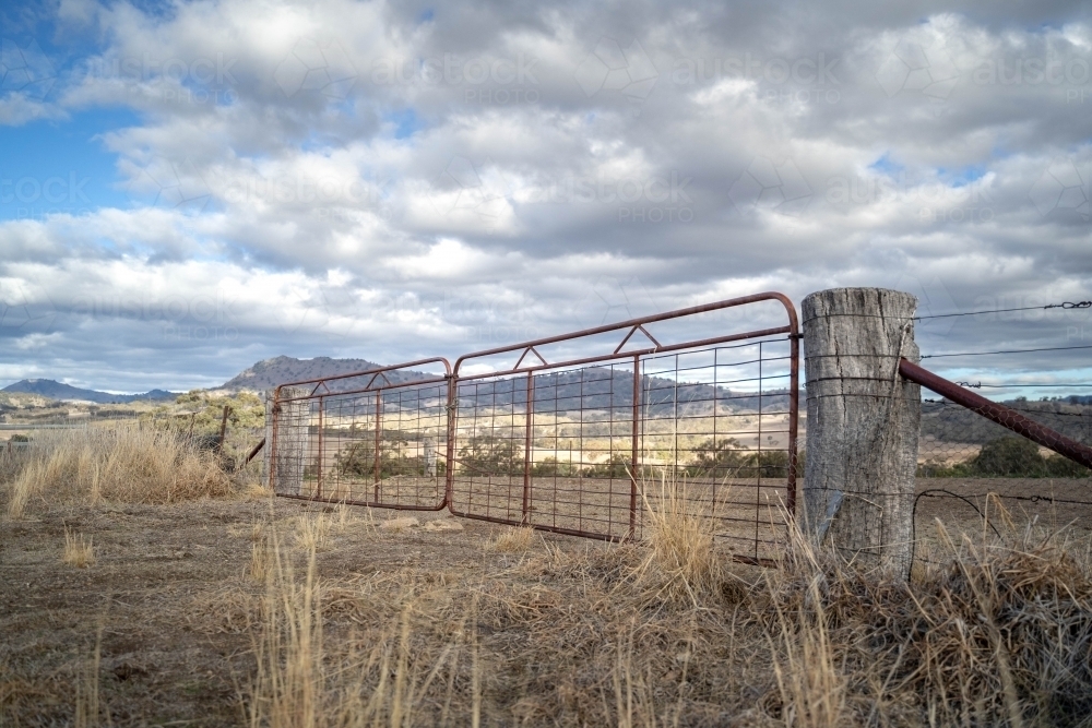 Image of Farm gates to country property - Austockphoto