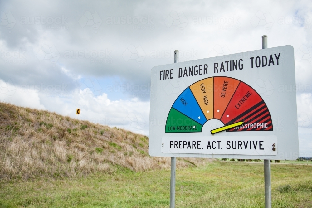 Image of Fire danger rating sign on highest indication, catastrophic ...