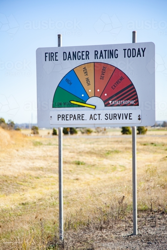 Image of Fire danger rating today sign indicating low-moderate with dry ...
