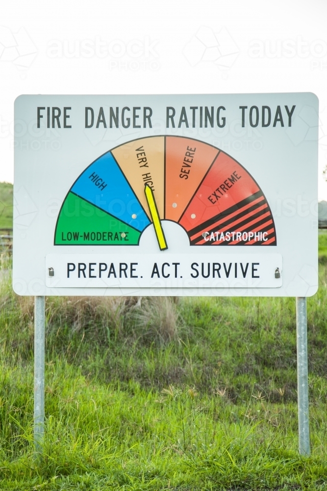 Image of Fire danger rating today sign on very high prepare act survive ...
