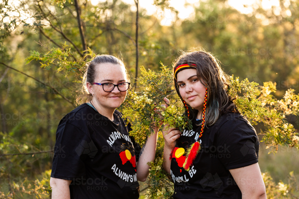 Image of First Nations Australian mother and teen daughter portrait ...