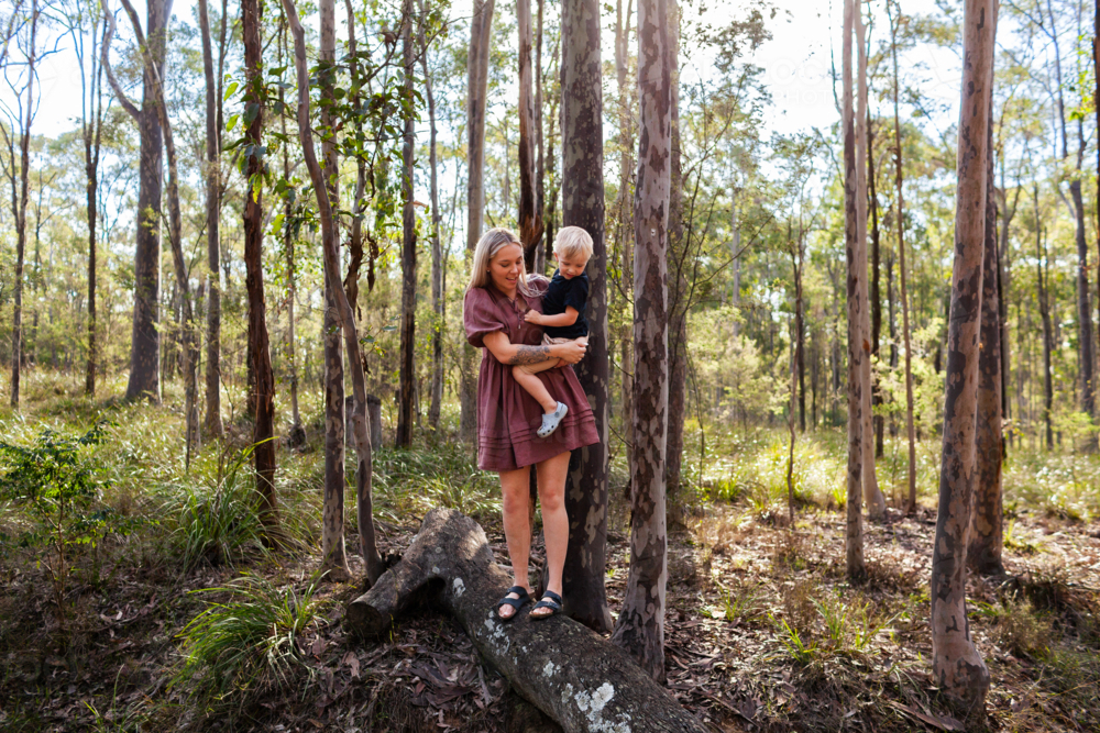 Image of First Nations Australian mum with son adventuring through ...