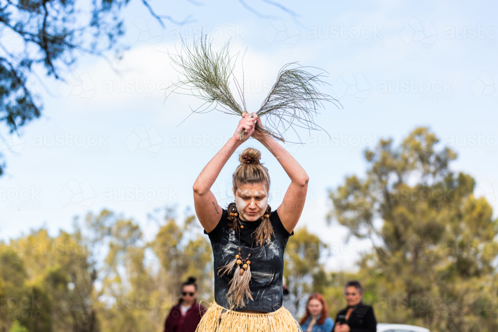 Image of First nations Australian woman dancing to aboriginal music ...