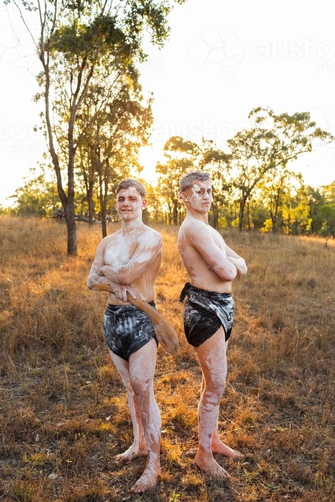 Image of First nations australian young men cousins on country at ...