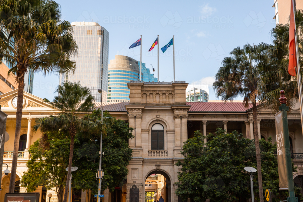 Image of flags flying above the old post office building in Brisbane ...