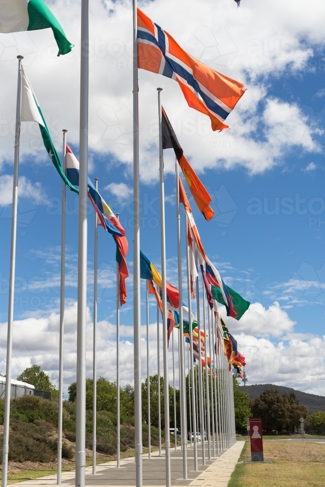 Image of Flags of every diplomatic mission, canberra - Austockphoto