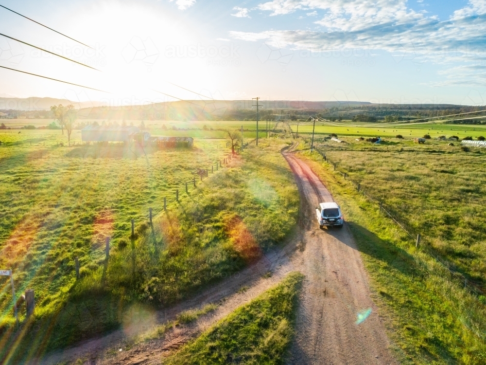 Image of Four wheel drive car on country road trip driving on gravel ...