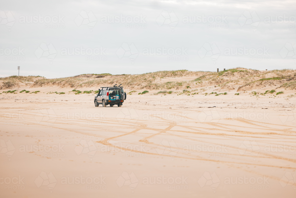 Image of Four wheel drive vehicle on the sand. Beach off-road driving ...