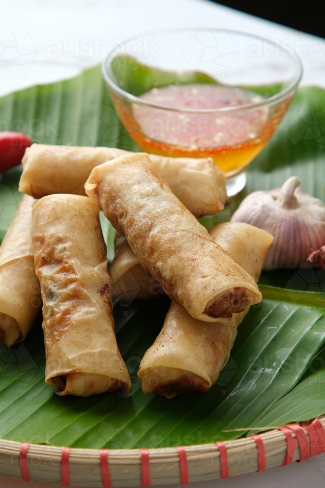 Image of Freshly cooked Filipino food called Lumpiang Shanghai or fried ...