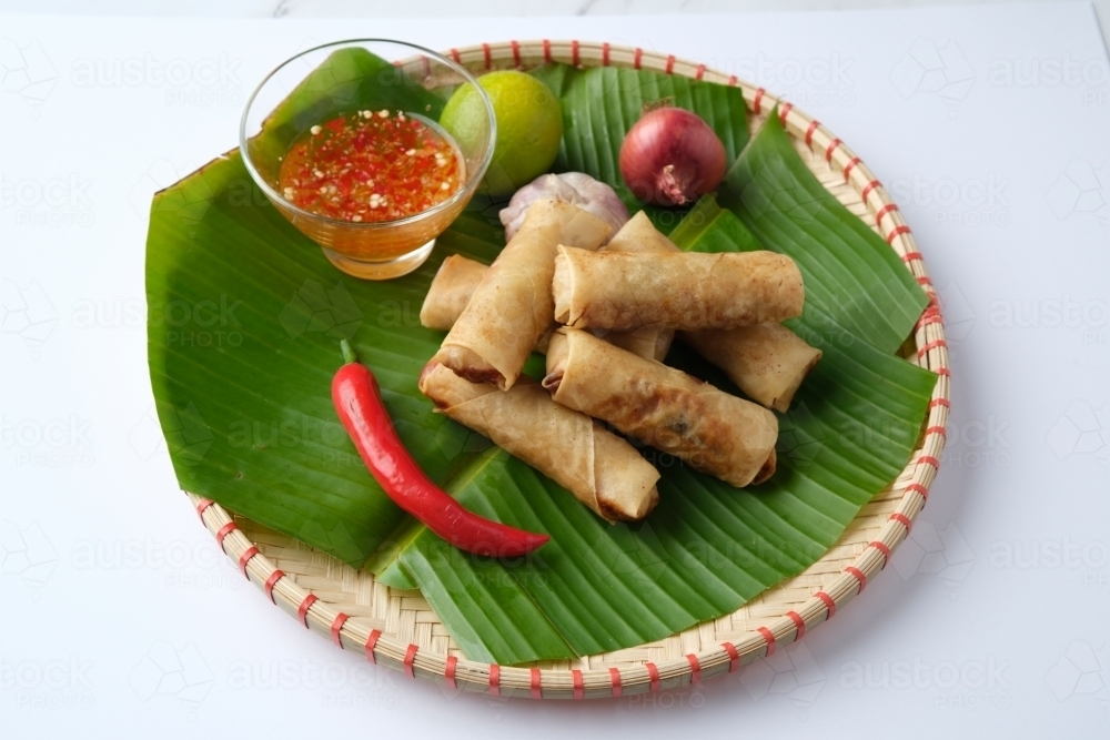 Image of Freshly cooked Filipino food called Lumpiang Shanghai or fried ...