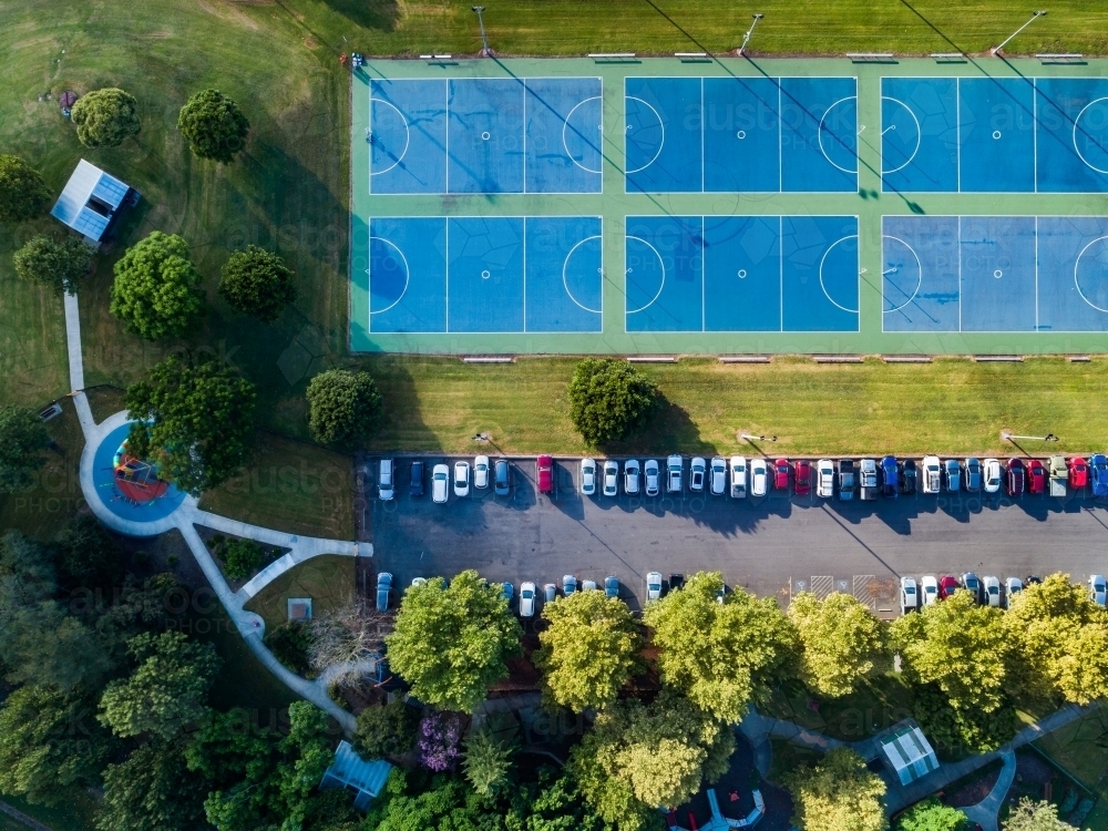 Image of Full carpark at rose point park beside netball courts for ...