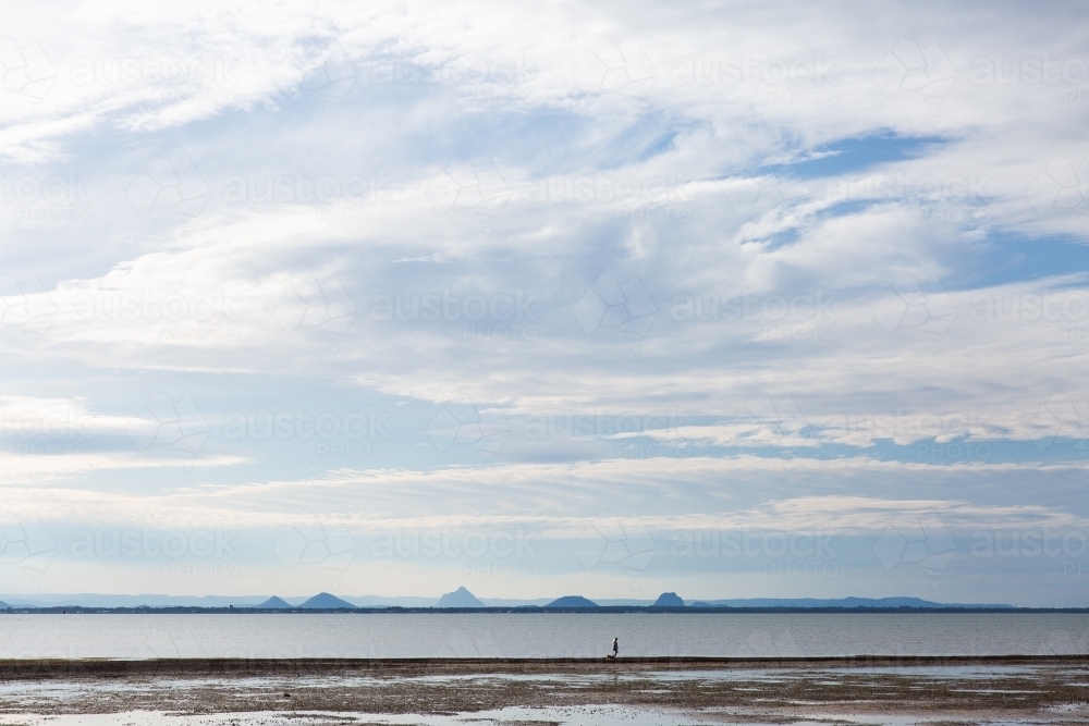Image of Glasshouse Mountains from Redcliffe - Austockphoto