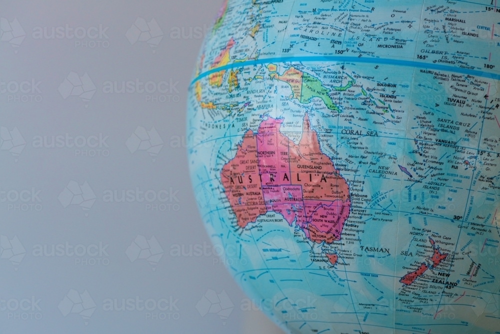 Image of globe with focus on australia - Austockphoto