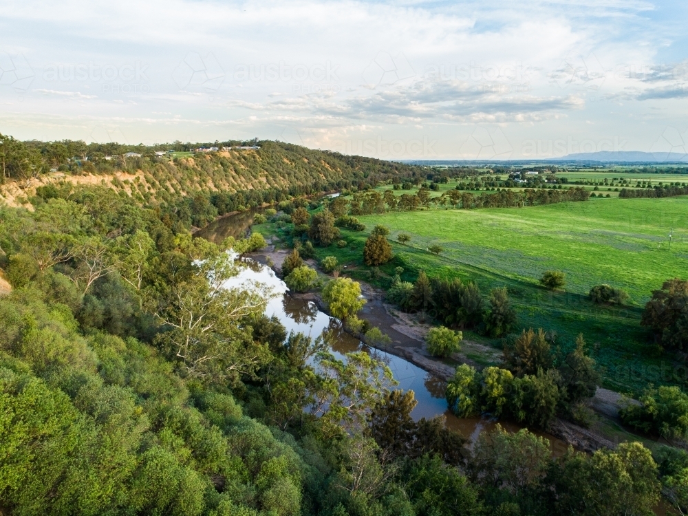Image of Green farm paddocks of Long Point growing after rain ...