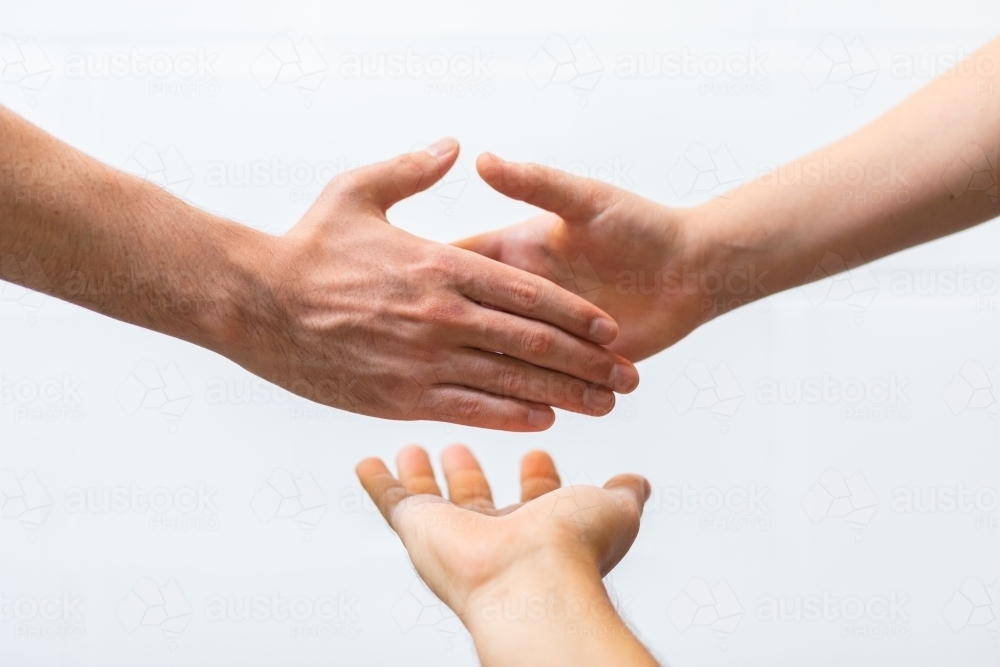 Image of Hands on white - mediation concept - Austockphoto