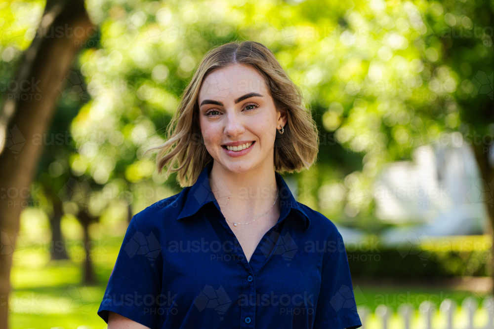 Image of Happy businesswoman employee smiling for headshot portrait ...