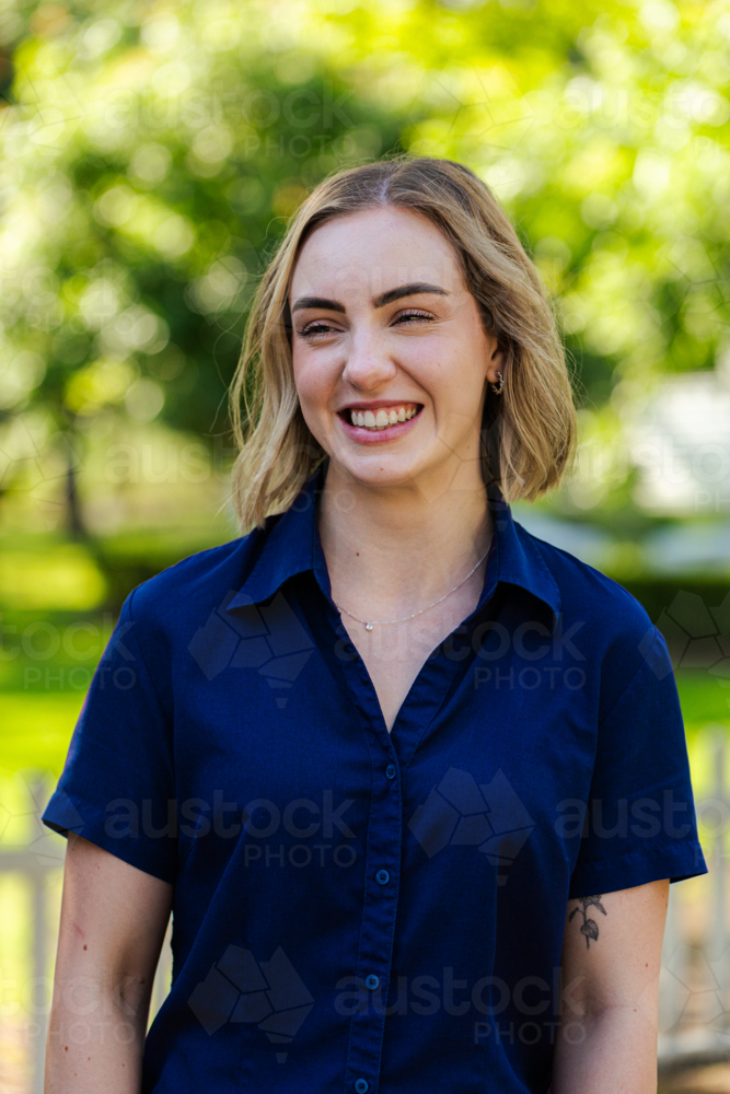 Image of Happy businesswoman employee smiling for headshot portrait ...