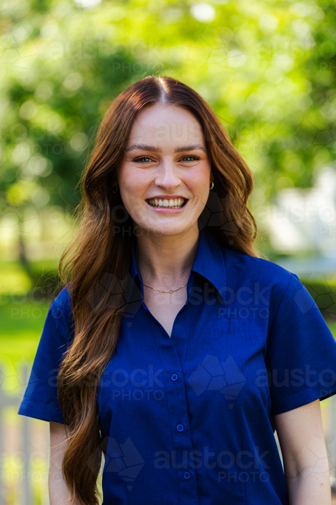 Image of Happy businesswoman employee smiling for headshot portrait ...