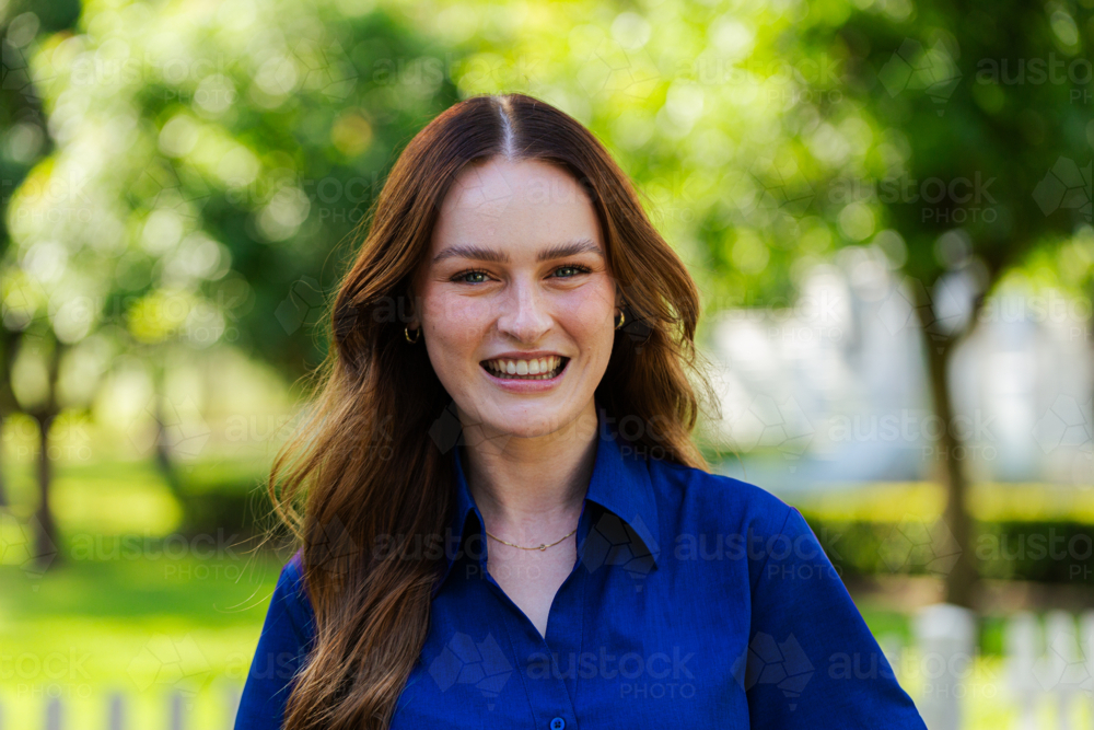 Image of Happy businesswoman employee smiling for headshot portrait ...