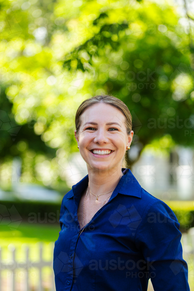 Image of Happy businesswoman employee smiling for headshot portrait ...