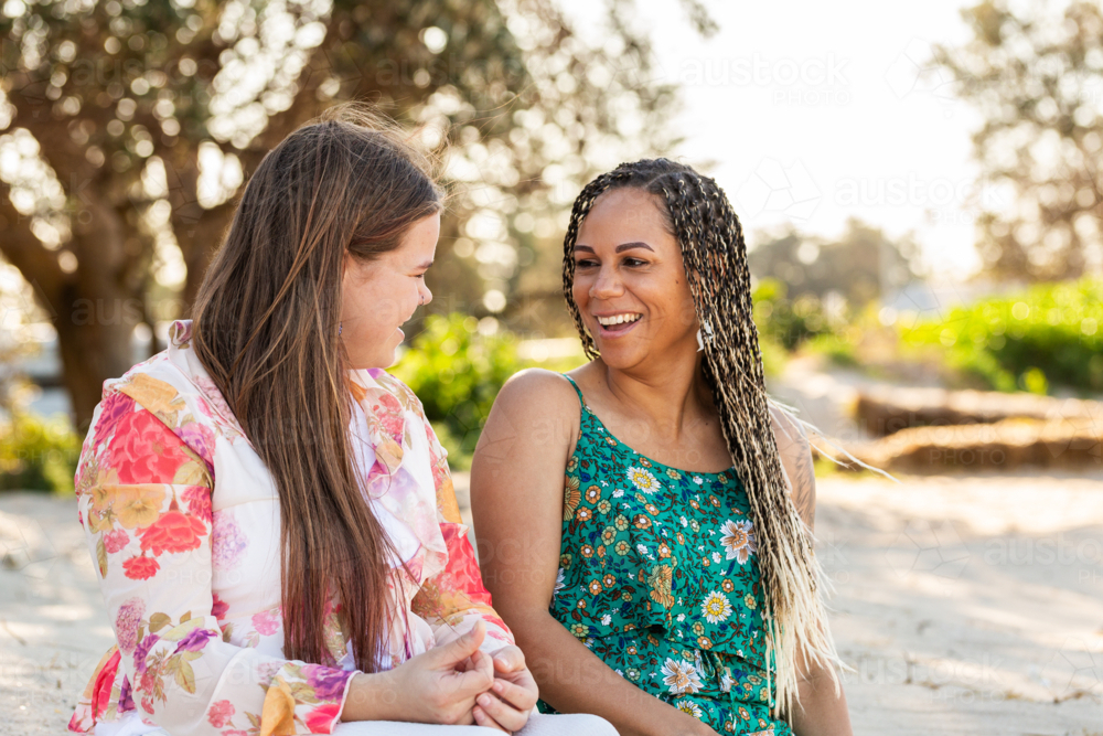 Image of Happy First Nations Australian woman with teenaged daughter ...