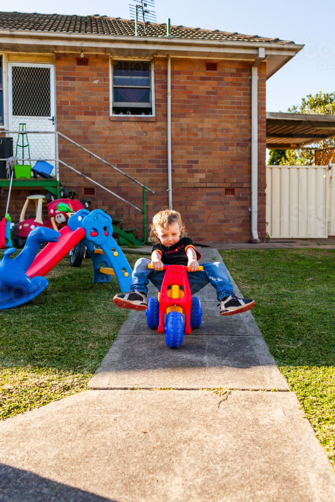 Image of Happy little First Nations Australian Aussie kid playing with ...