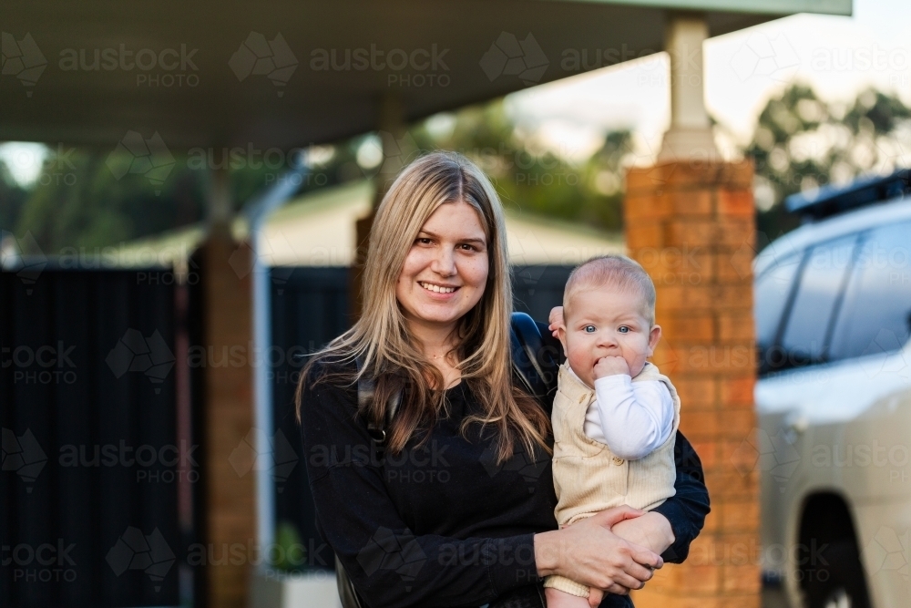 Image of Happy young first nations australian mum with five month old ...