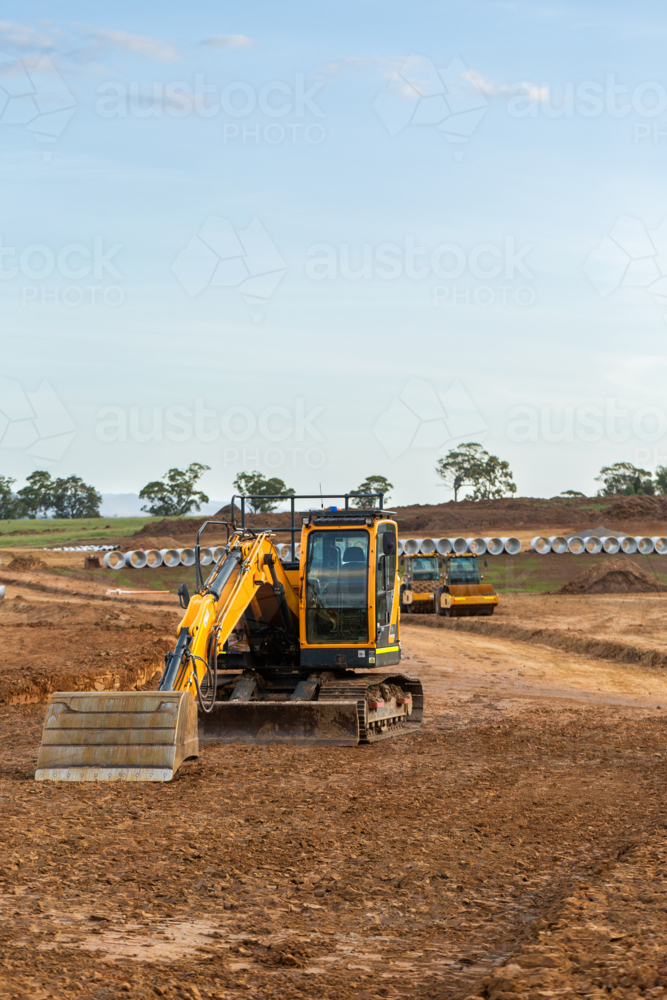 Image of heavy earthmoving excavator machinery on earthworks ...