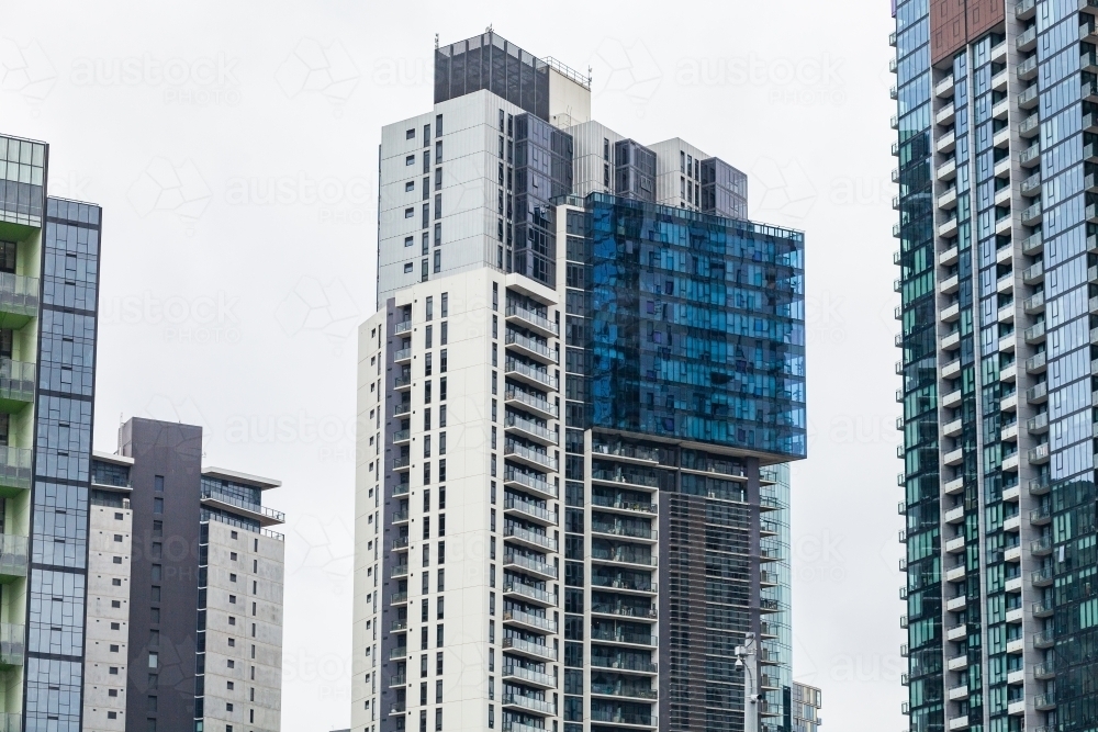 Image of High rise skyscraper city buildings - Austockphoto