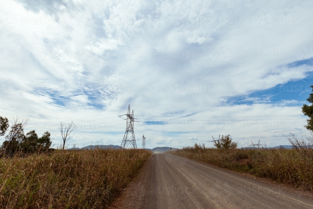 Image of High voltage power lines in paddock near Tamworth, New South ...