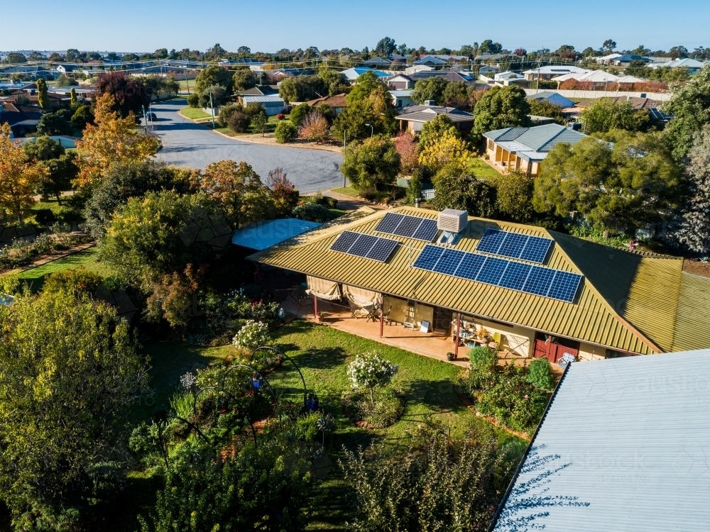 Image of House in Coolamon with sunlit veranda and solar panels on roof ...