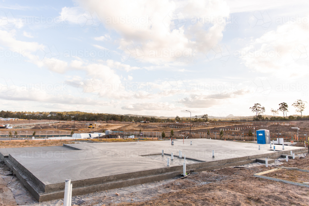 Image of house slab drying as part of a new house build - Austockphoto