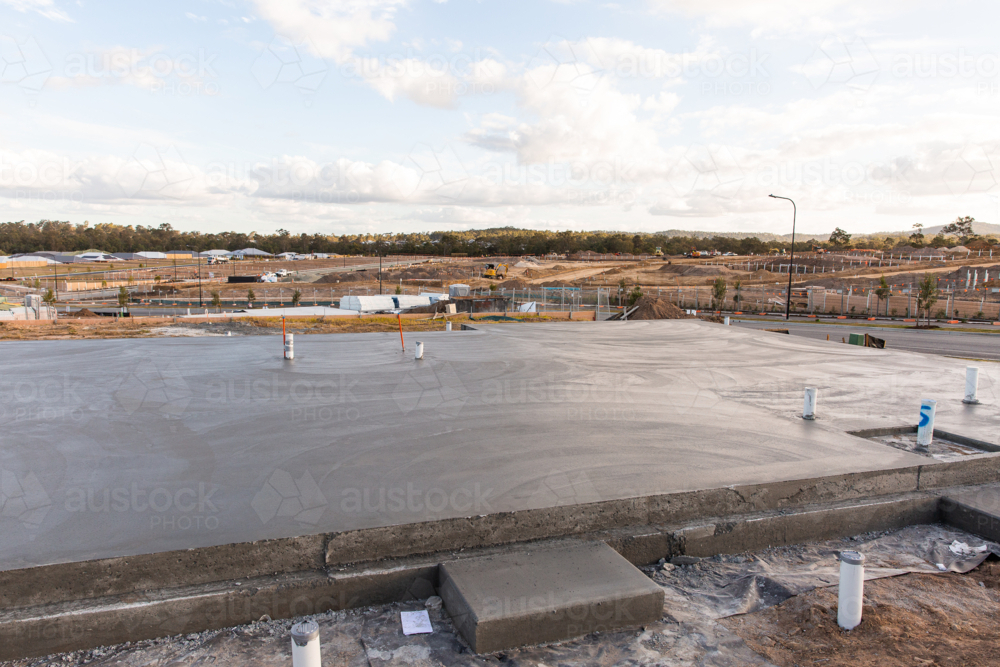 Image of house slab of a new build on a new housing estate near ...