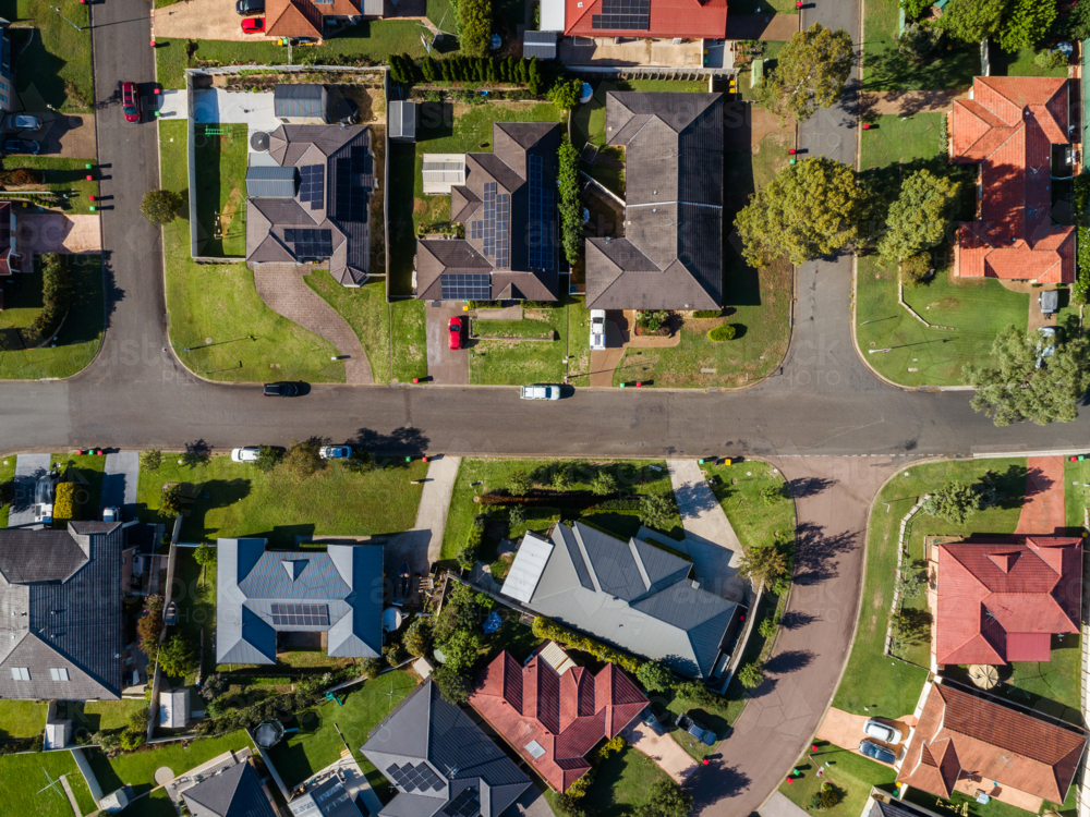 Image of Houses lining street in residential part of town seen from ...