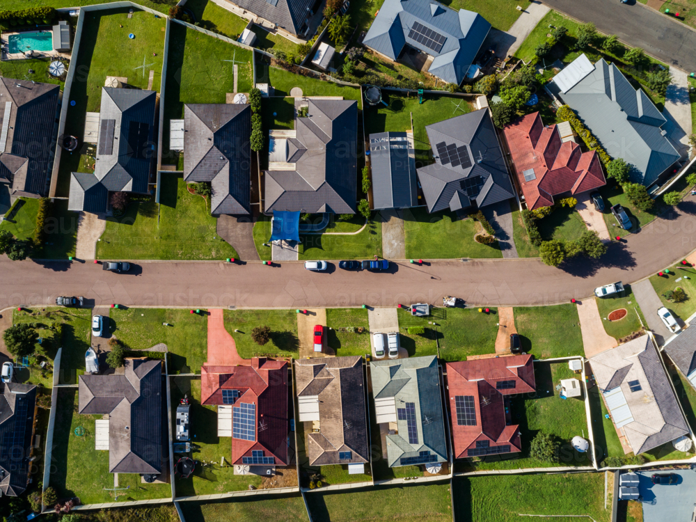 Image of Houses lining street in residential part of town seen from ...