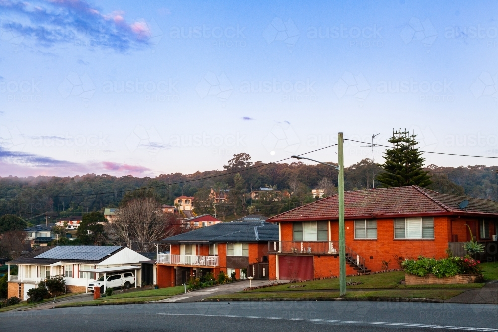 Image of Houses on sloping street in Newcastle suburb of Wallsend ...