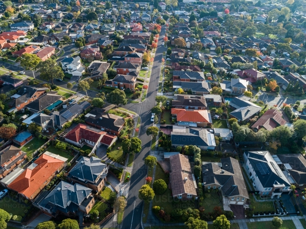 Image of Housing affordability concept - aerial view of neat homes on ...