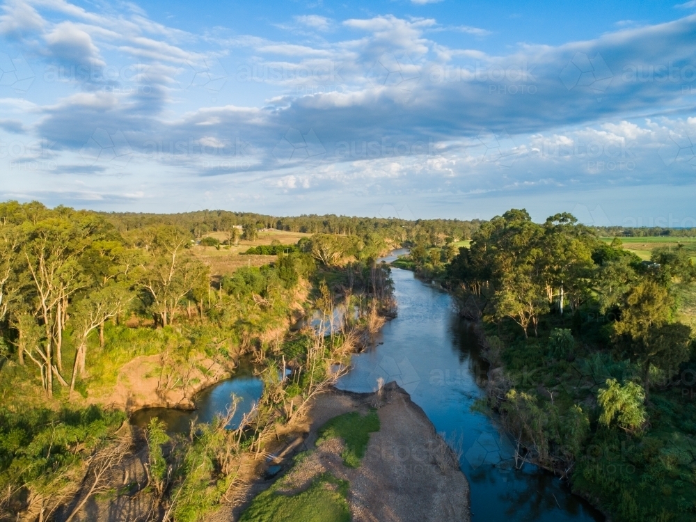 Image of Hunter river in afternoon light reflecting blue summer sky in ...