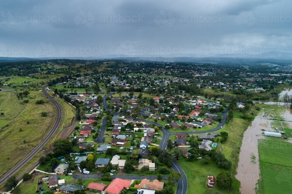 Image of Incoming rain storm over houses in Darlington, Singleton with ...