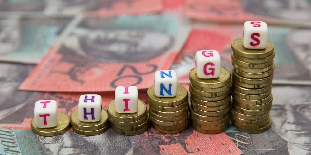 Image of Increase in the Price of Things concept with coins and word ...