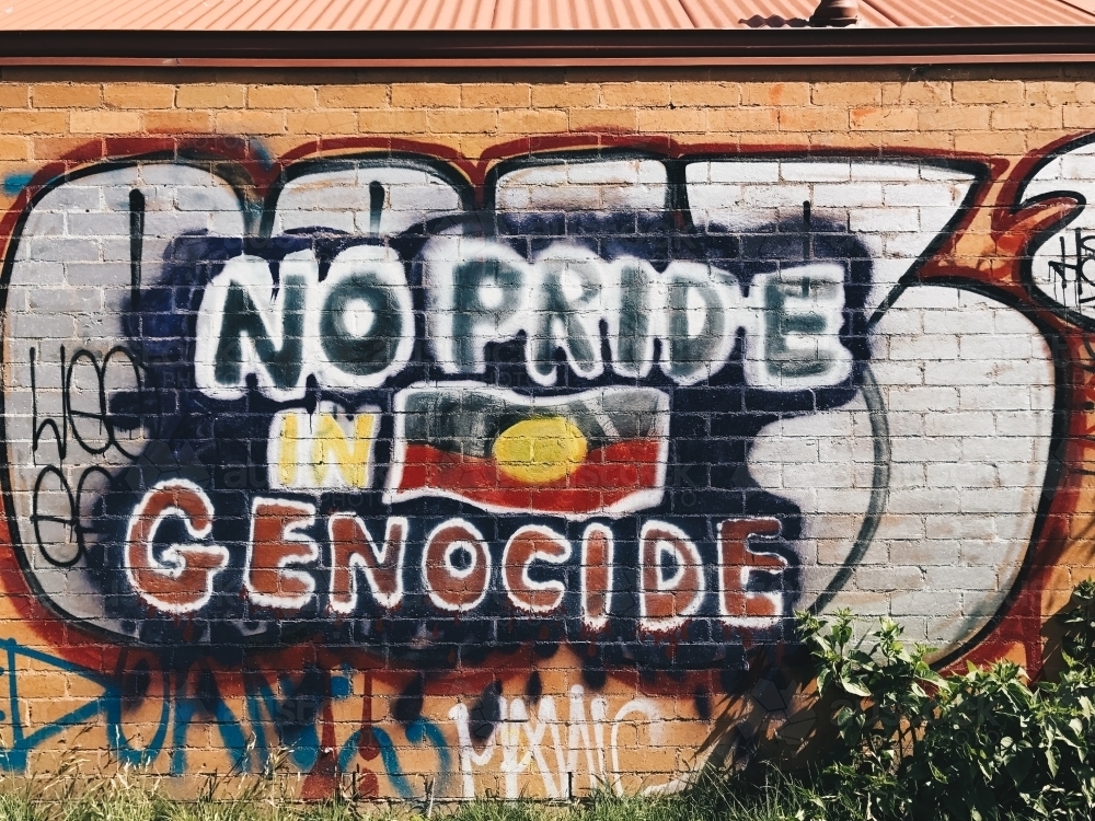 Image of Indigenous rights inspired graffiti - Austockphoto