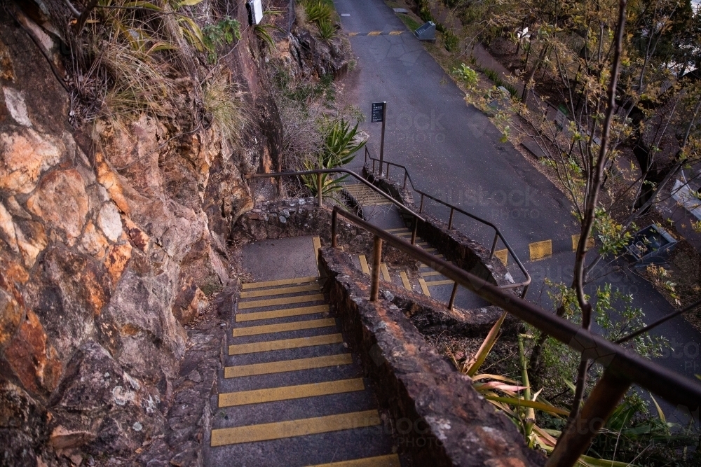 Image of Kangaroo point cliff staircase and road - Austockphoto