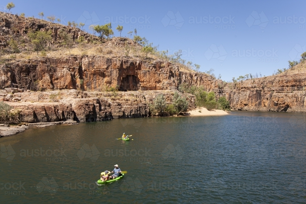 Image of Kayaking in remote outback gorge - Austockphoto